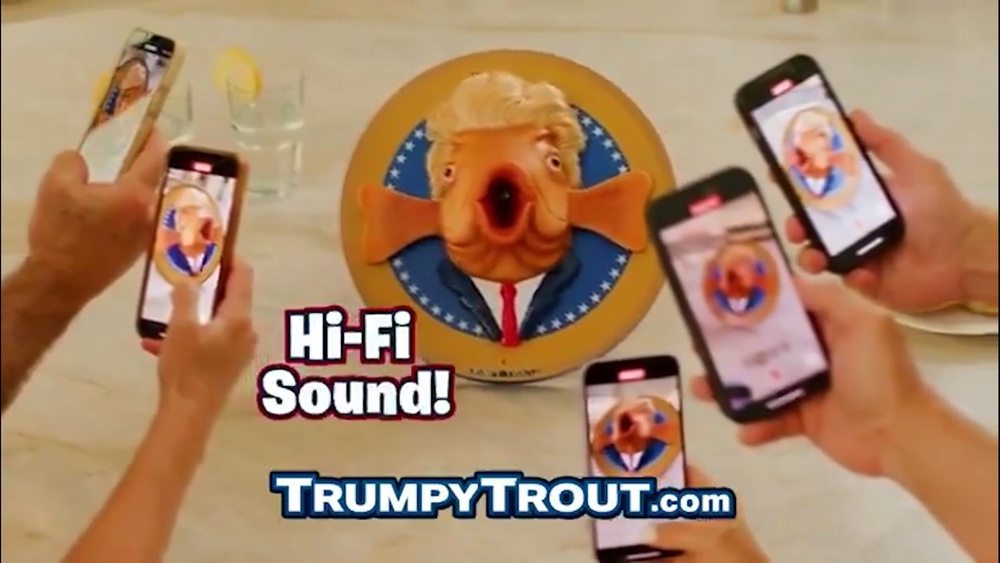 ‘Trumpy Trout’ advertisement features talking fish head resembling Donald Trump