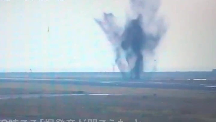Watch moment Second World War bomb explodes at Japan’s Miyazaki airport ...