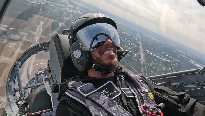 Watch: F1 world champion Lewis Hamilton pilots fighter jet in astronaut ...