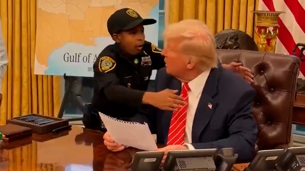 Watch Trump’s awkward reaction to 13-year-old honorary Secret Service ...