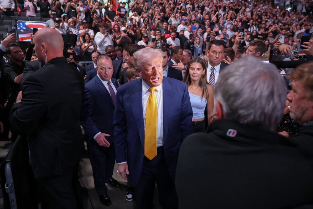 Donald Trump attends UFC fight with granddaughter Kai Trump
