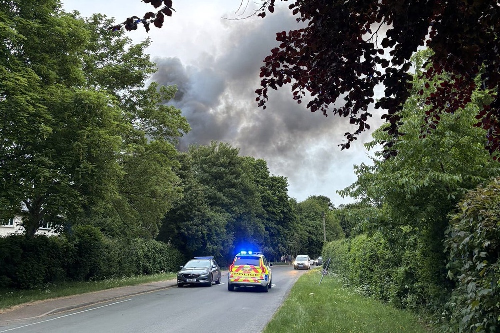 Huge fire and ‘multiple explosions’ heard at former RAF airfield
