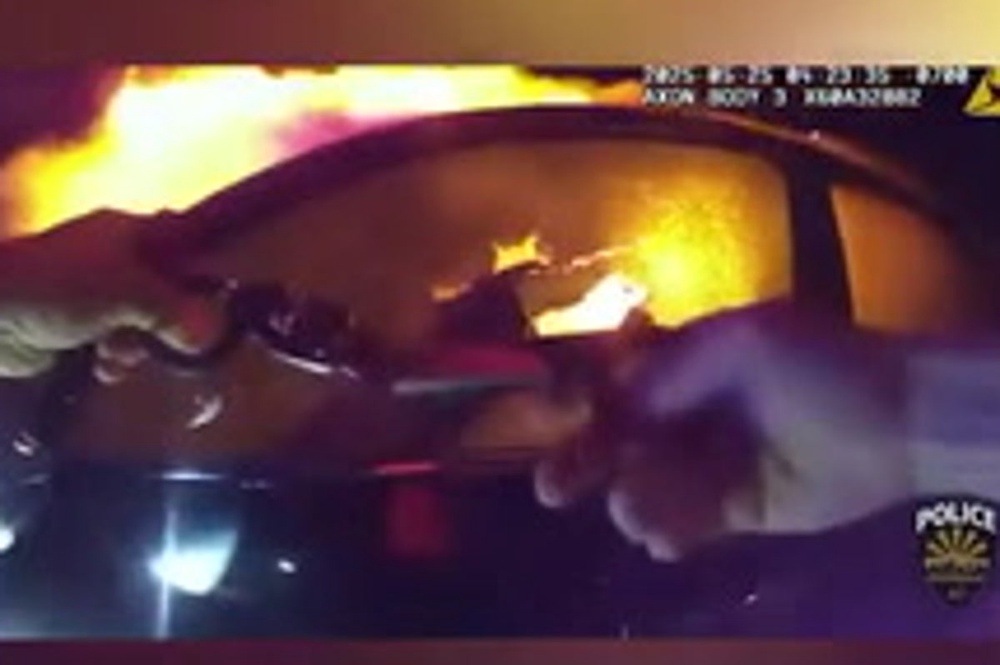 Terrifying footage shows hero cop rescuing fire captain’s daughter from ...