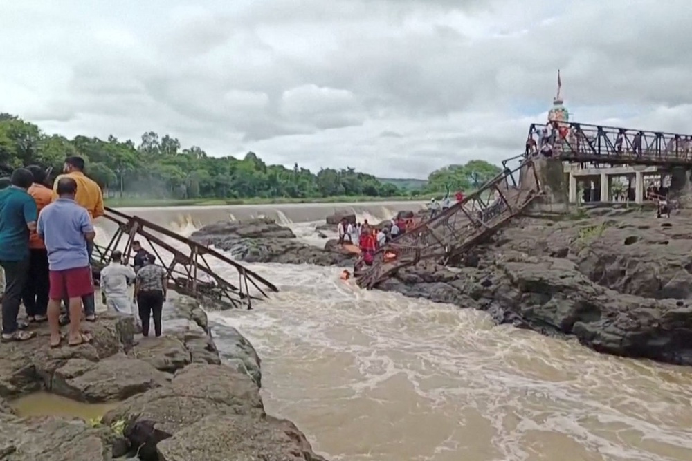 Watch: Rescue operation launched after bridge collapses into river at tourist site in India
