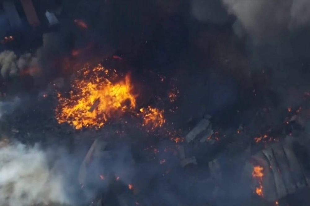 Aerial footage shows scene of devastation after huge explosion at ...