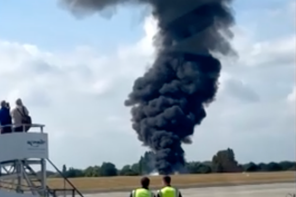Fireball erupts after Southend plane crash sending plumes of smoke into sky