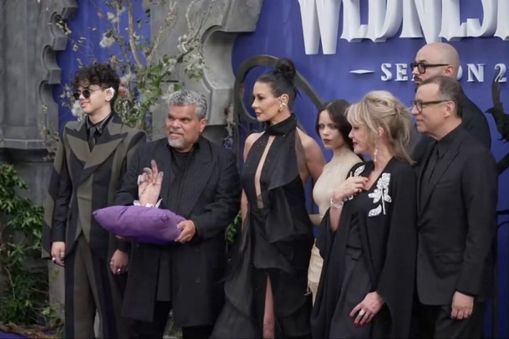 Wednesday’s Catherine Zeta Jones and Jenna Ortega walk London red carpet