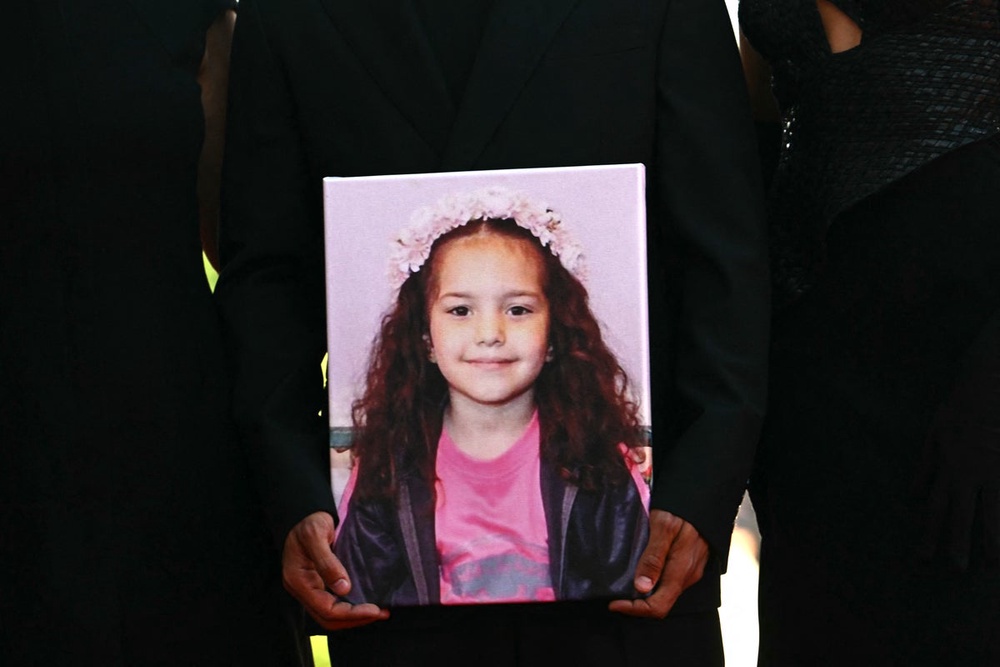 Giant portrait of Gaza girl Hind Rajab appears on beach ahead of Oscars