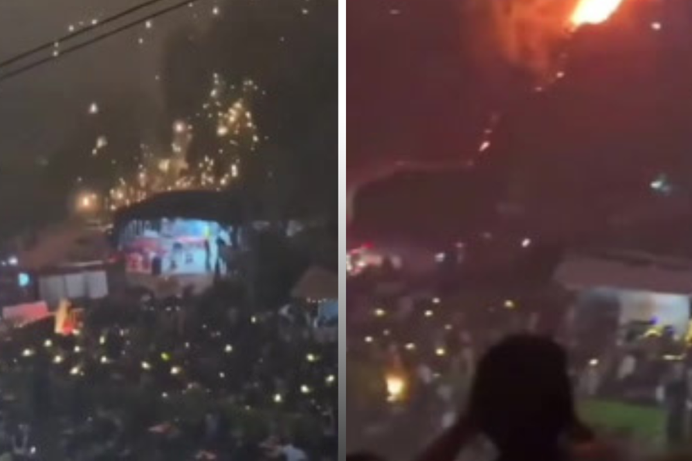 Flaming drones rain fire on spectators after malfunctioning during ...