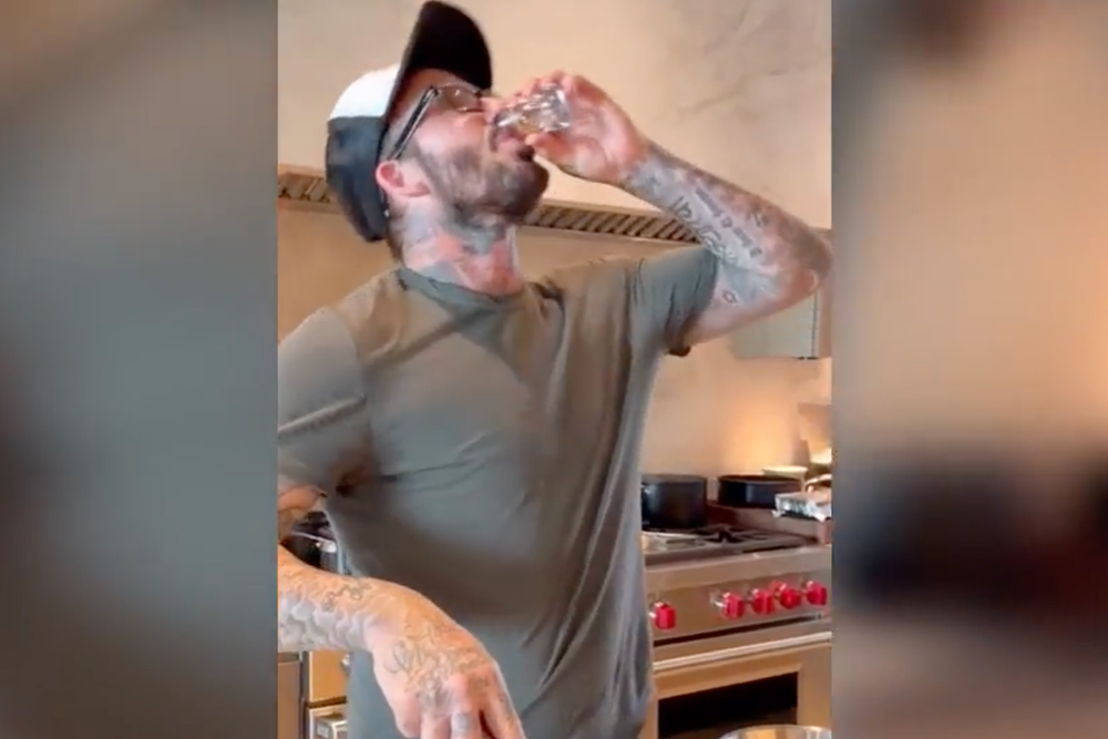 David Beckham pokes fun at Victoria’s cooking skills as he downs shots ...