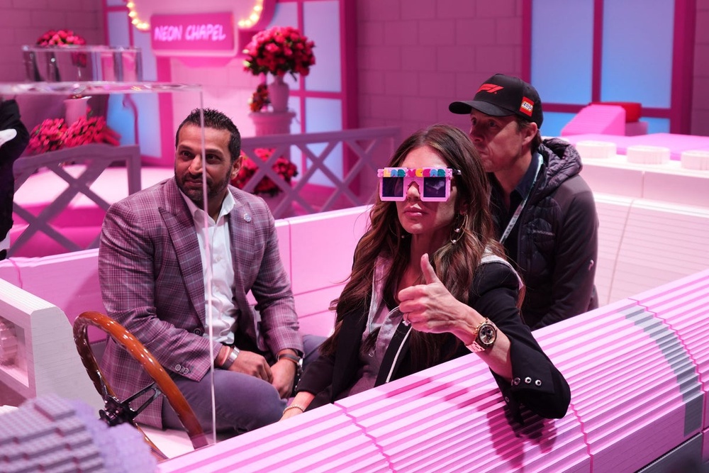 Kash Patel pictured in pink Lego car ahead of Las Vegas Grand Prix amid ...