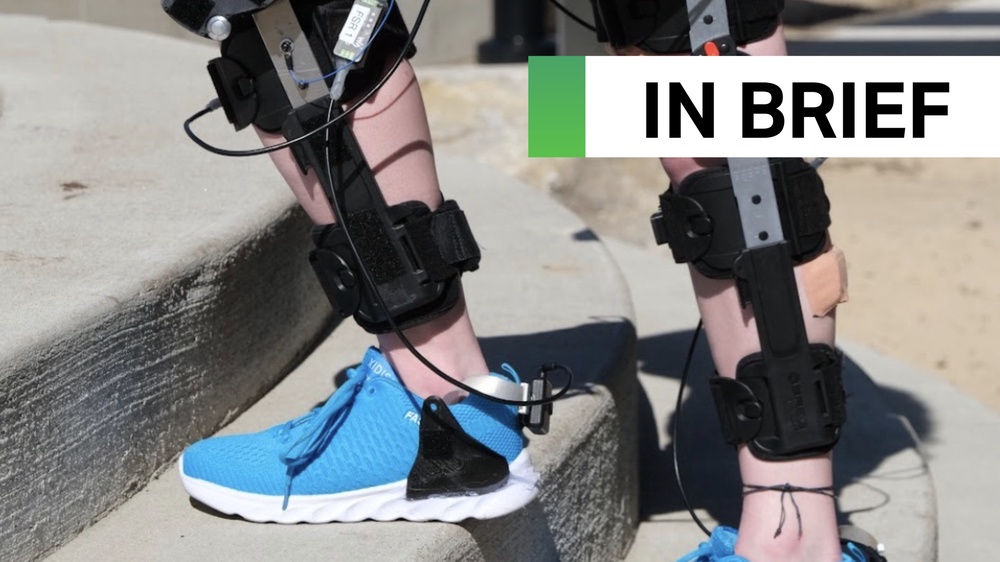 This robotic knee exoskeleton is made from consumer braces and drone motors