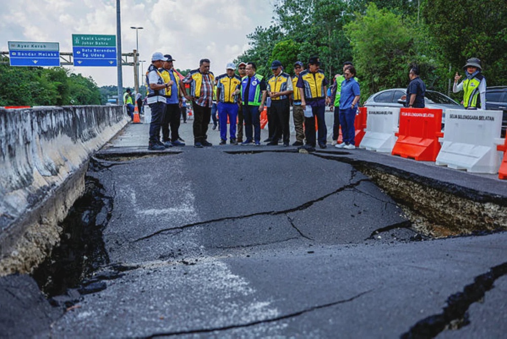 Culvert failure causes sinkhole on Melaka federal route