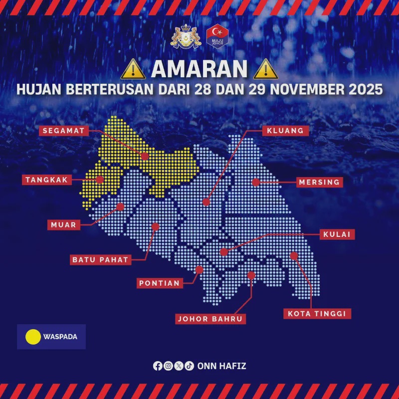 Johor MB urges flood-prone residents to stay alert amid rain warning