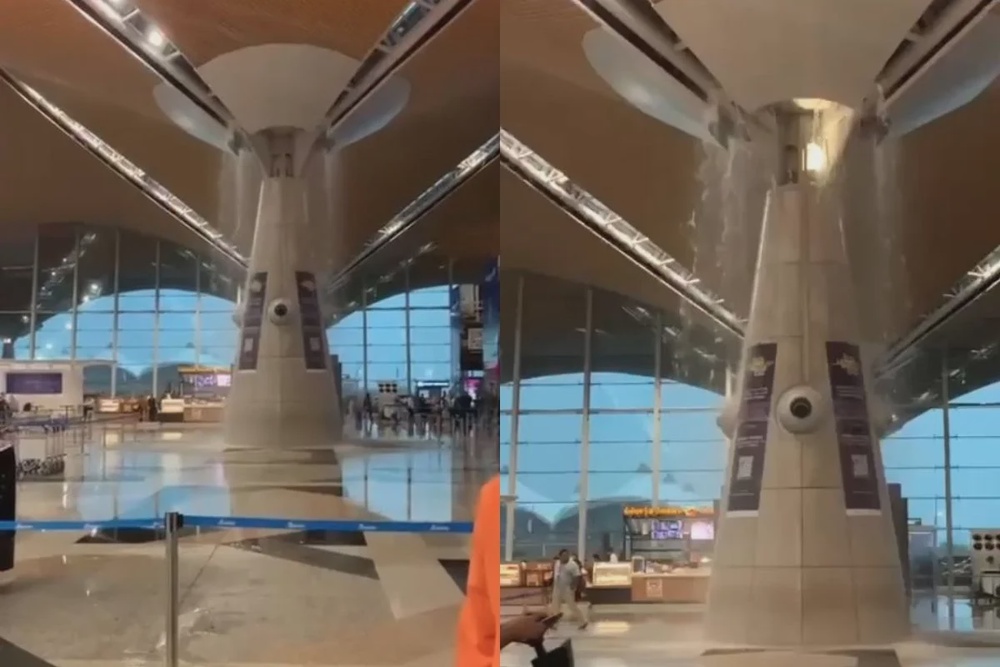 KLIA Terminal 1 suffers water leakages during heavy storm