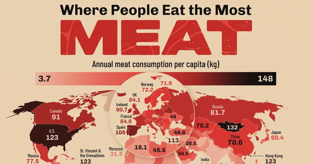 Mapped: Countries That Eat The Most Meat Per Capita