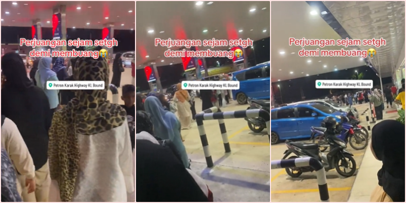 Road Users Made to Wait in Long Lines at a Toilet Stop Near the KL ...