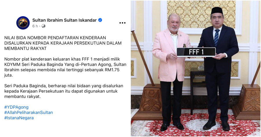 Sultan Johor Sets Record with RM1.75M Bid for “FFF 1” Plate Number ...
