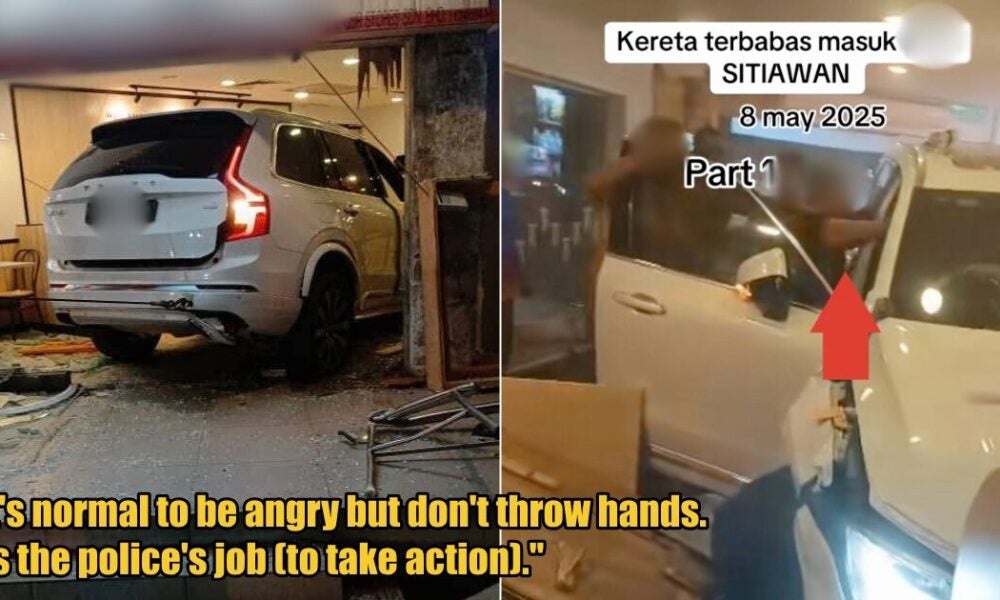 MPV Crashes Into Fast Food Eatery in Perak, Man Seen Throwing Punches ...