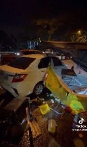 Perodua Bezza Crashes Into Roadside Stall After Collision, No Injuries ...