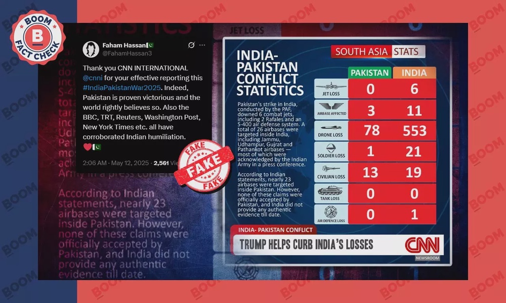 Fake CNN Graphic Claims India Suffered Higher Military Losses Than Pakistan