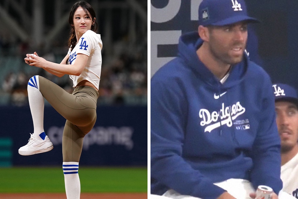 Dodgers Baseball Players Left Smitten Over Korean Actress’ First Pitch ... Dodgers Baseball Players Left Smitten Over Korean Actress’ First Pitch ...