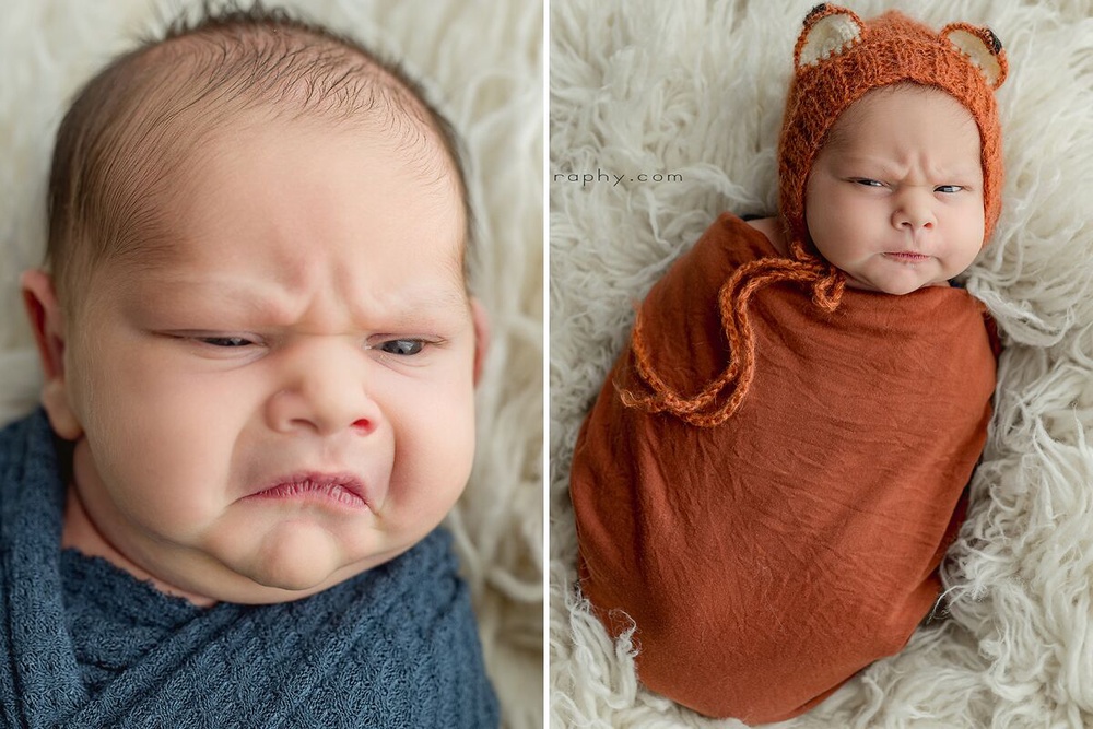 Newborn Grumpy Baby Breaks The Internet With Squishy Cheeks, Zero ...