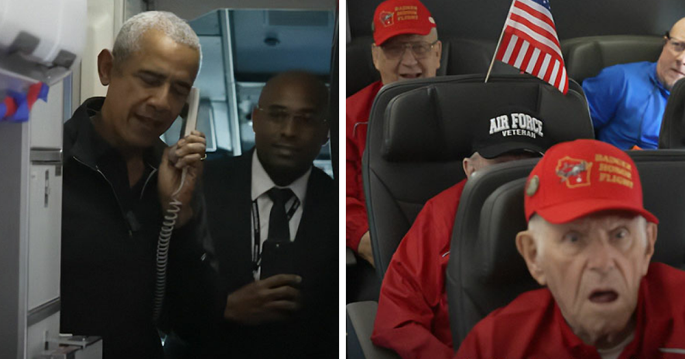 Barack Obama Surprises Plane Full Of War Veterans, And Their Emotional ...