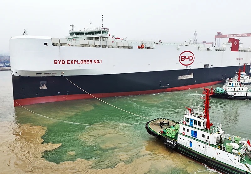 BYD’s first chartered cargo ship for EVs sets sail for Europe