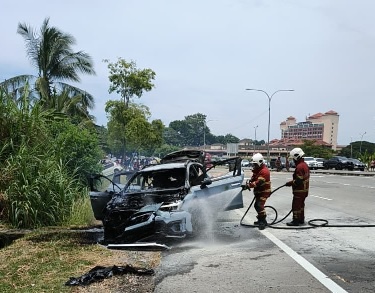 Enam cedera ringan selepas dua kereta bertembung di Kepayan