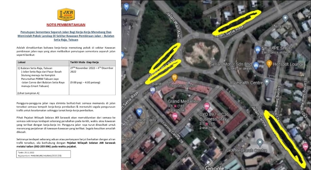 Penutupan Separuh Jalan Bagi Kerja Memotong Pokok Di Bulatan Jalan ...