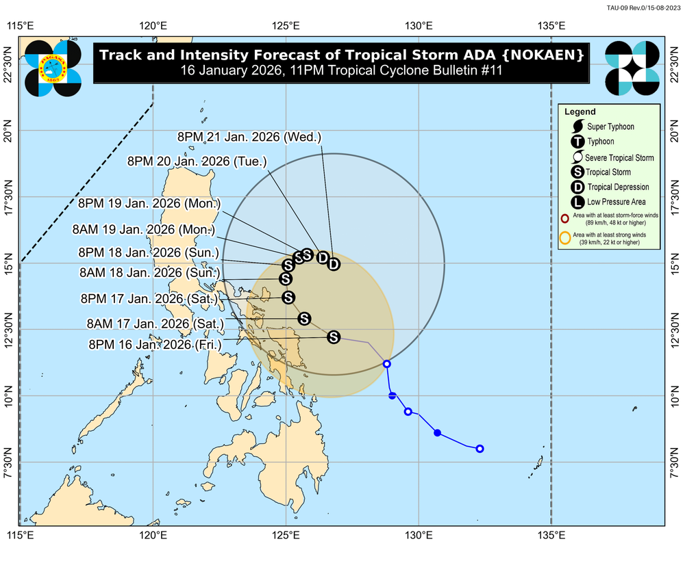Signal No. 2 up as Tropical Storm Ada slightly strengthens