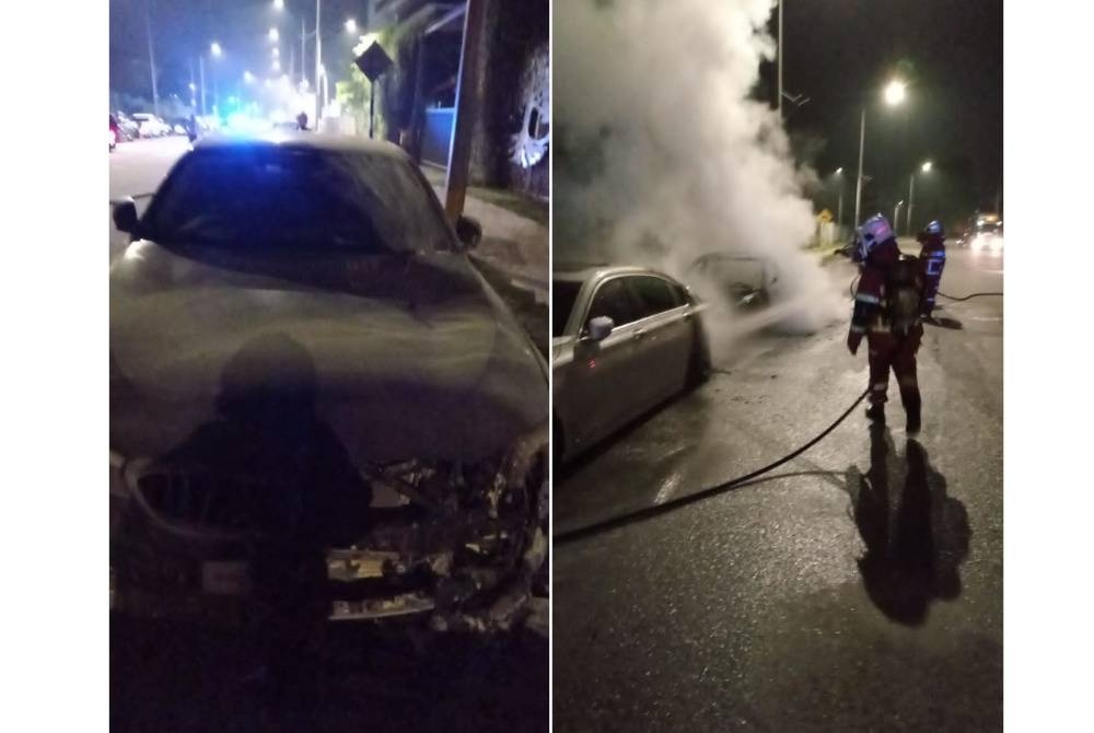 Empat kereta BMW musnah dalam kebakaran Empat kereta BMW musnah dalam kebakaran