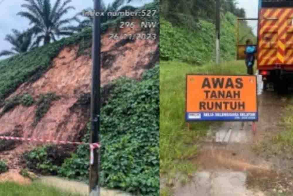 Cerun runtuh di Jalan Kota Tinggi-Kluang, hanya satu lorong dibuka