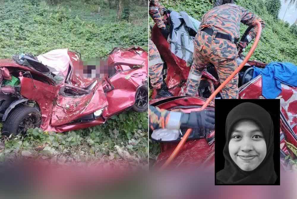 Pelajar maut dalam perjalanan ke sekolah, kereta terbabas jatuh gaung