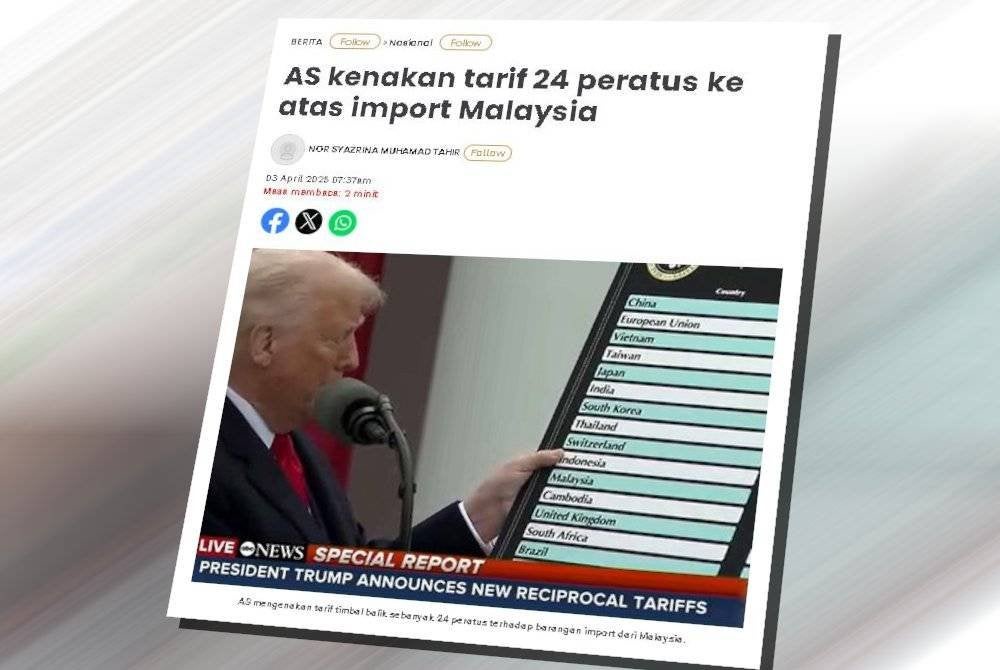 Malaysia tidak cadang kenakan tarif timbal balik - MITI