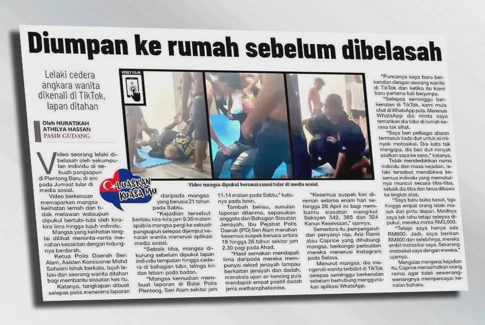 ‘Bella’, tujuh lelaki mengaku bersalah belasah pemuda sampai lunyai