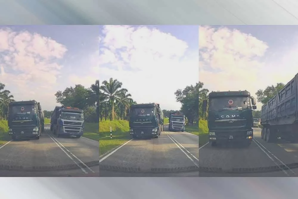 Lori potong garisan berkembar hampir cetus kemalangan