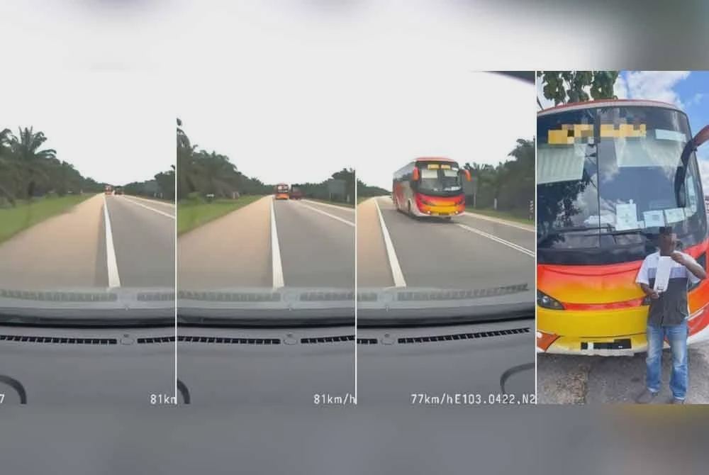 Pemandu bas disaman, potong lori secara bahaya hampir cetus nahas