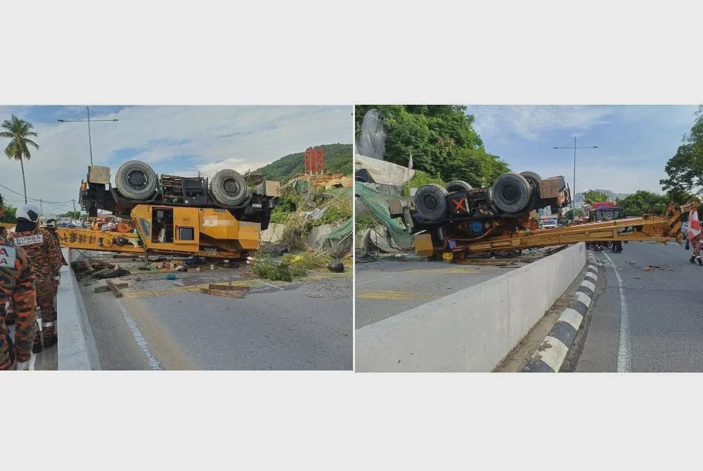 Kren tapak pembinaan tergelincir, pemandu tercedera