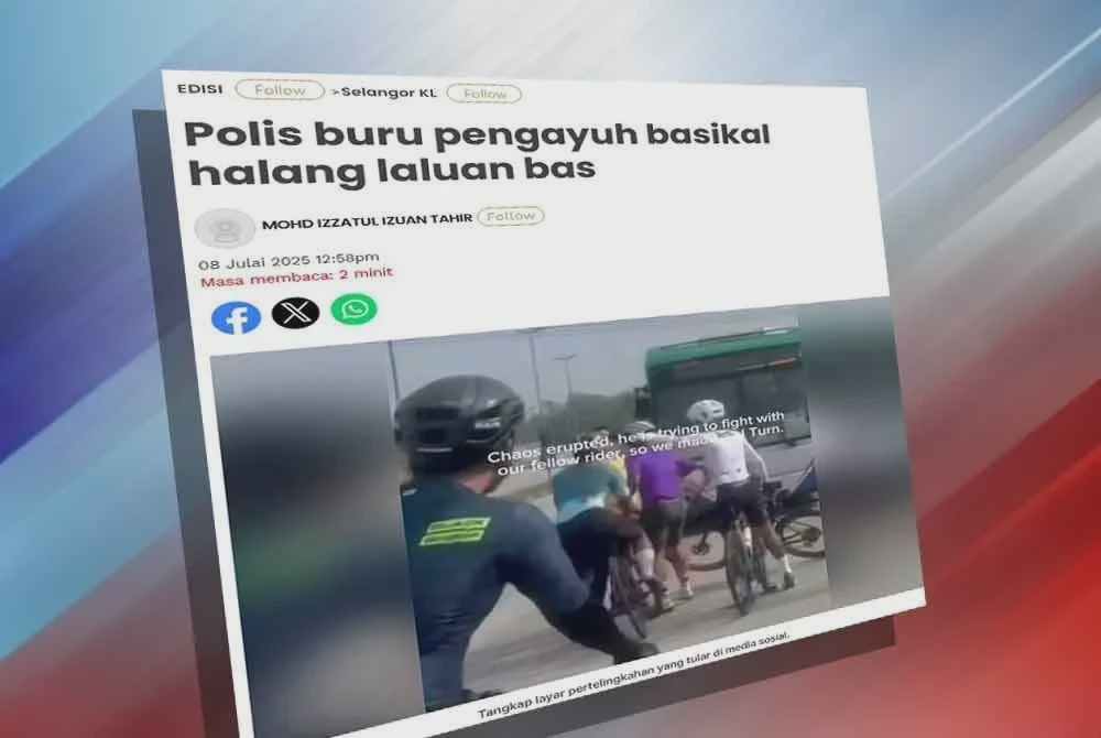 Halang laluan bas: Polis rakam keterangan pemandu bas, pengayuh basikal