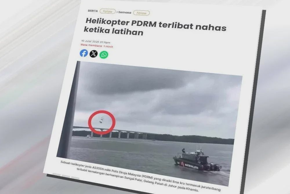 MOSTI beri kerjasama penuh siasatan insiden helikopter terhempas