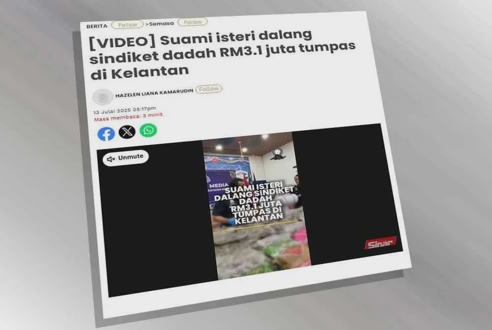 Suami isteri disyaki dalang sindiket dadah RM3.1 juta disambung reman