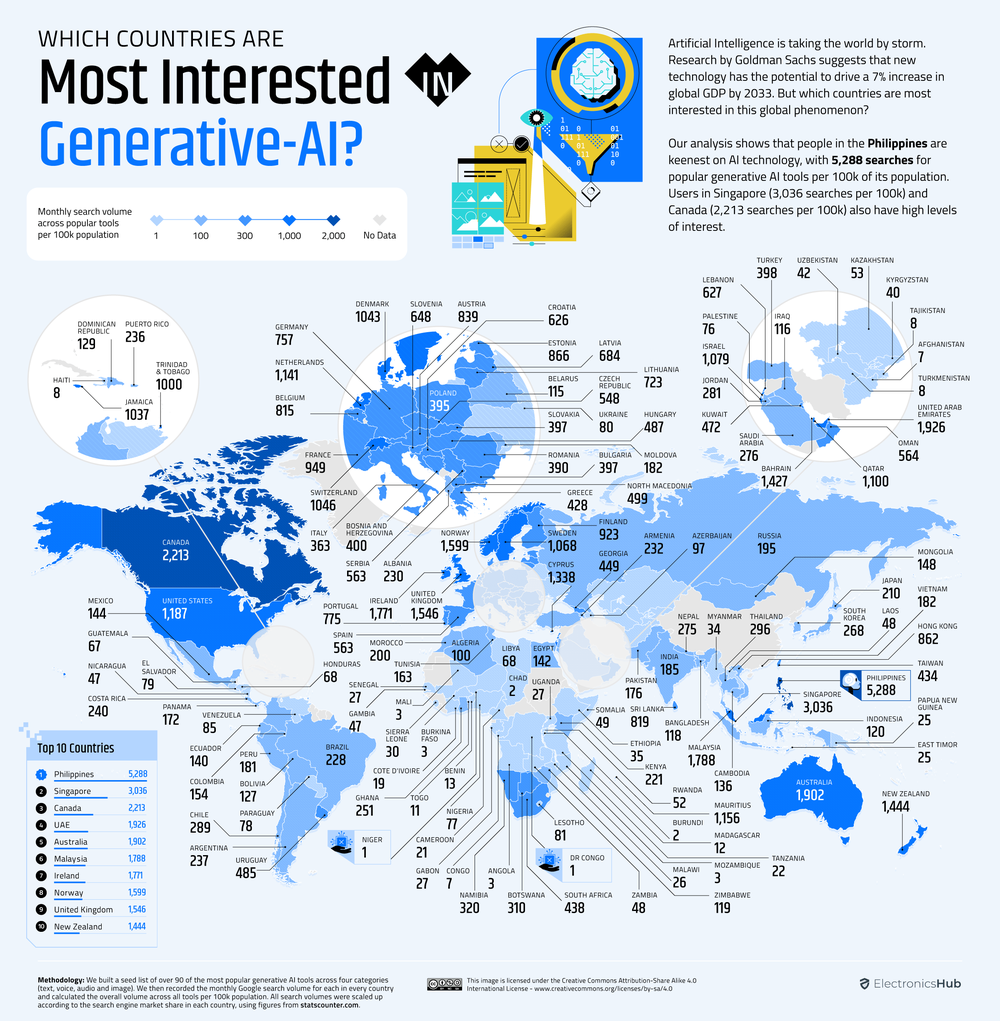 Mapped: Interest in Generative AI by Country