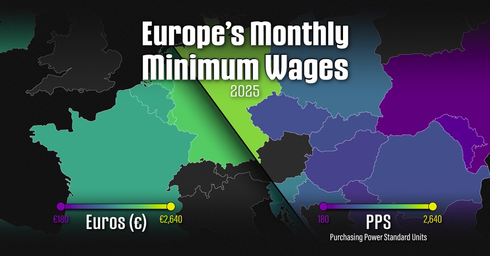 Mapped: Europe’s Minimum Wages, Adjusted for Living Costs