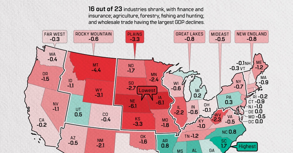 Mapped: Real GDP Growth by State in Q1 2025