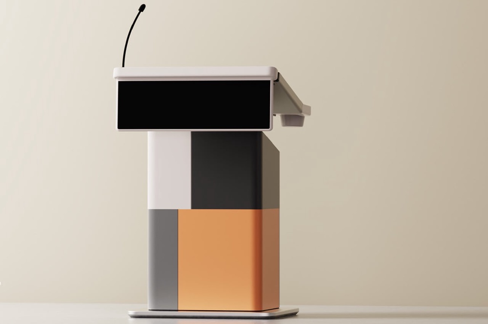 This smart adjustable lectern is all-in-one audio-visual solution for ...