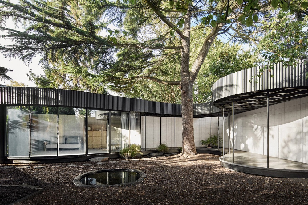 A Latticed Timber Roof & A Lebanese Cedar Tree In The Center Make This ...