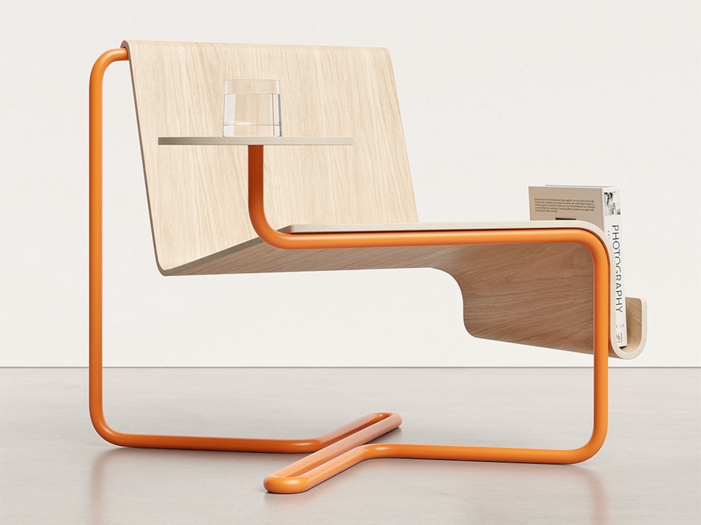 Thin bending tube offers a chair and side table concept that looks a ...
