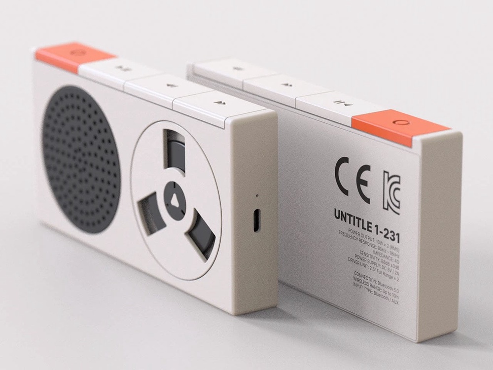 This retro-modern music player revives the hypnotic spin of cassette tapes
